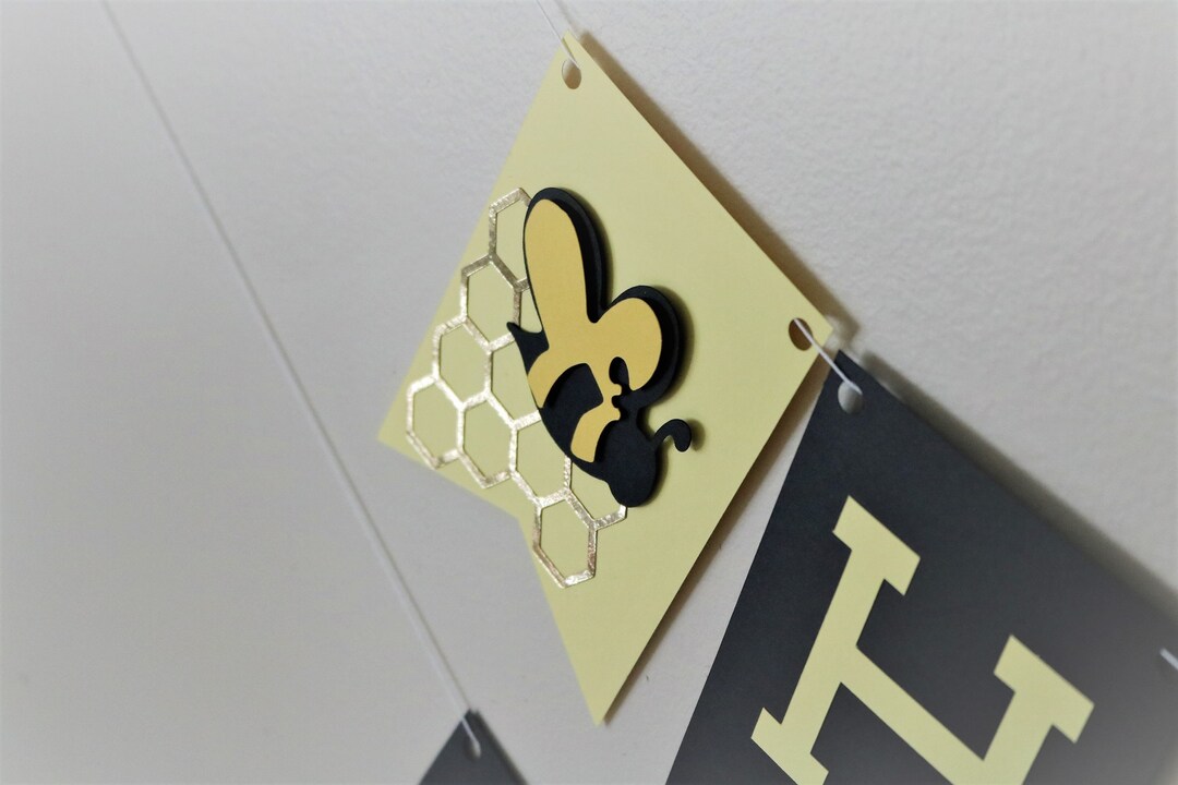 Bee Theme Happy Birthday Banner - Handmade Eco-friendly Party Supplies ...