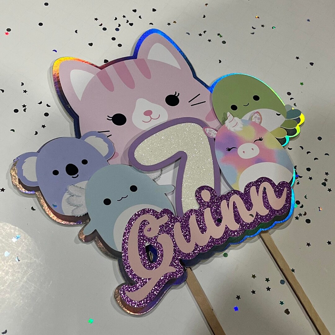 Squishmallow Birthday Cake Topper and Cupcake Toppers Handmade Eco ...