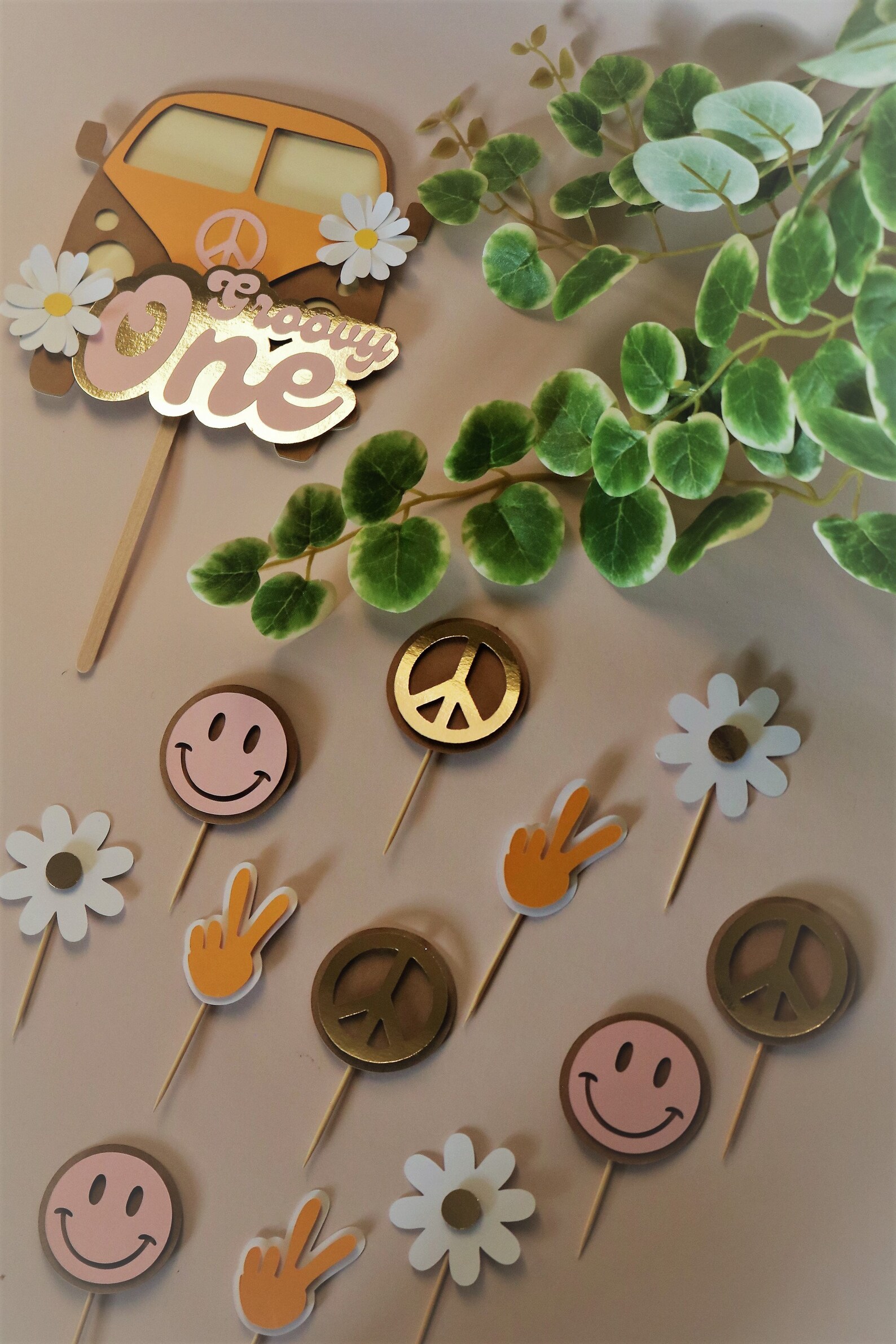 Groovy Retro Birthday Cake Topper and Cupcake Toppers - Etsy