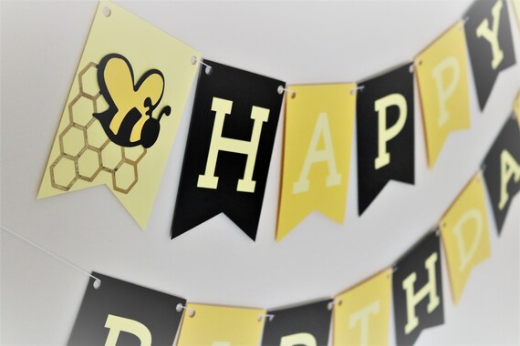 Bee Theme Happy Birthday Banner Handmade Eco-friendly Party | Etsy