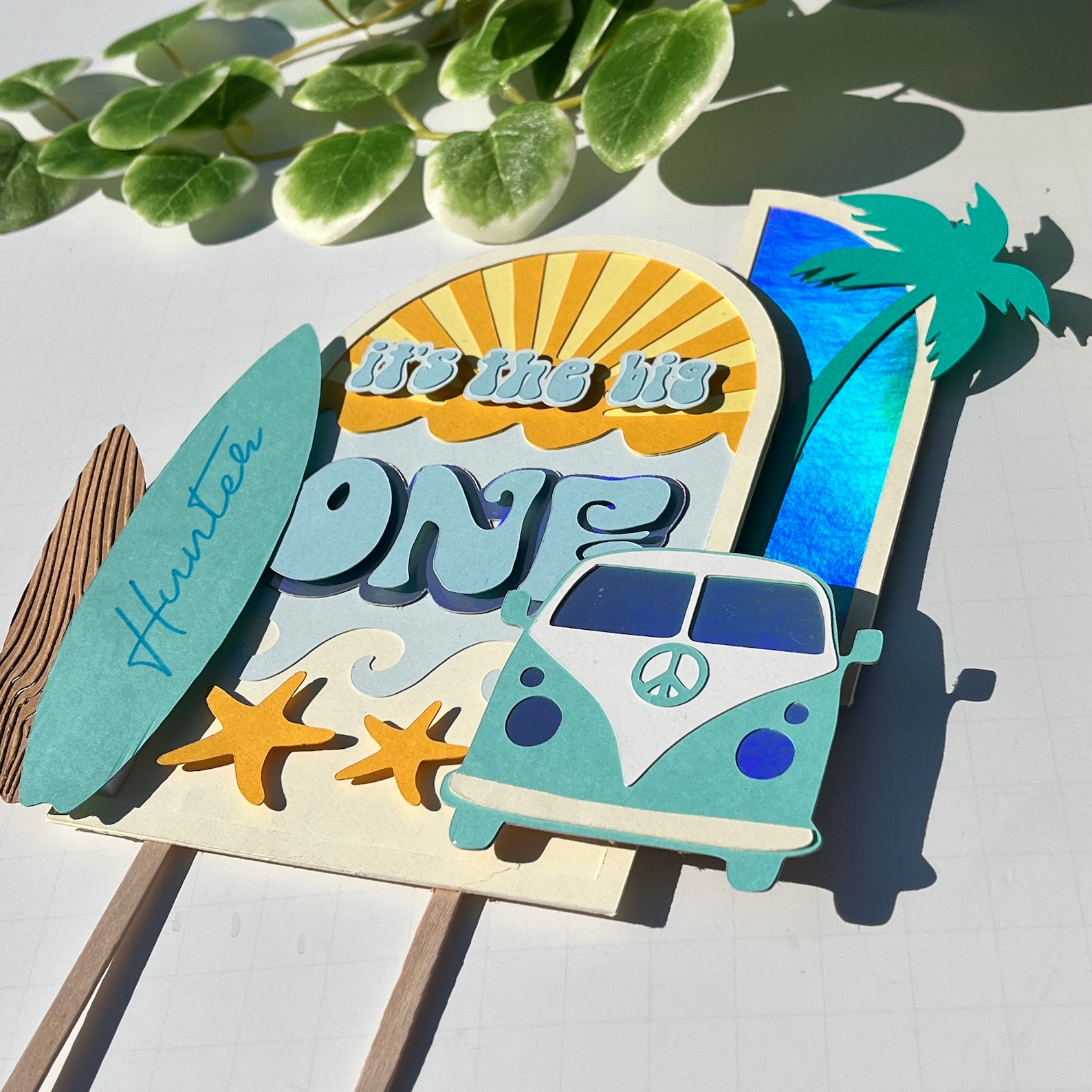 Surf Board Cake Topper, Surf Birthday, Custom Name, It's the Big One ...