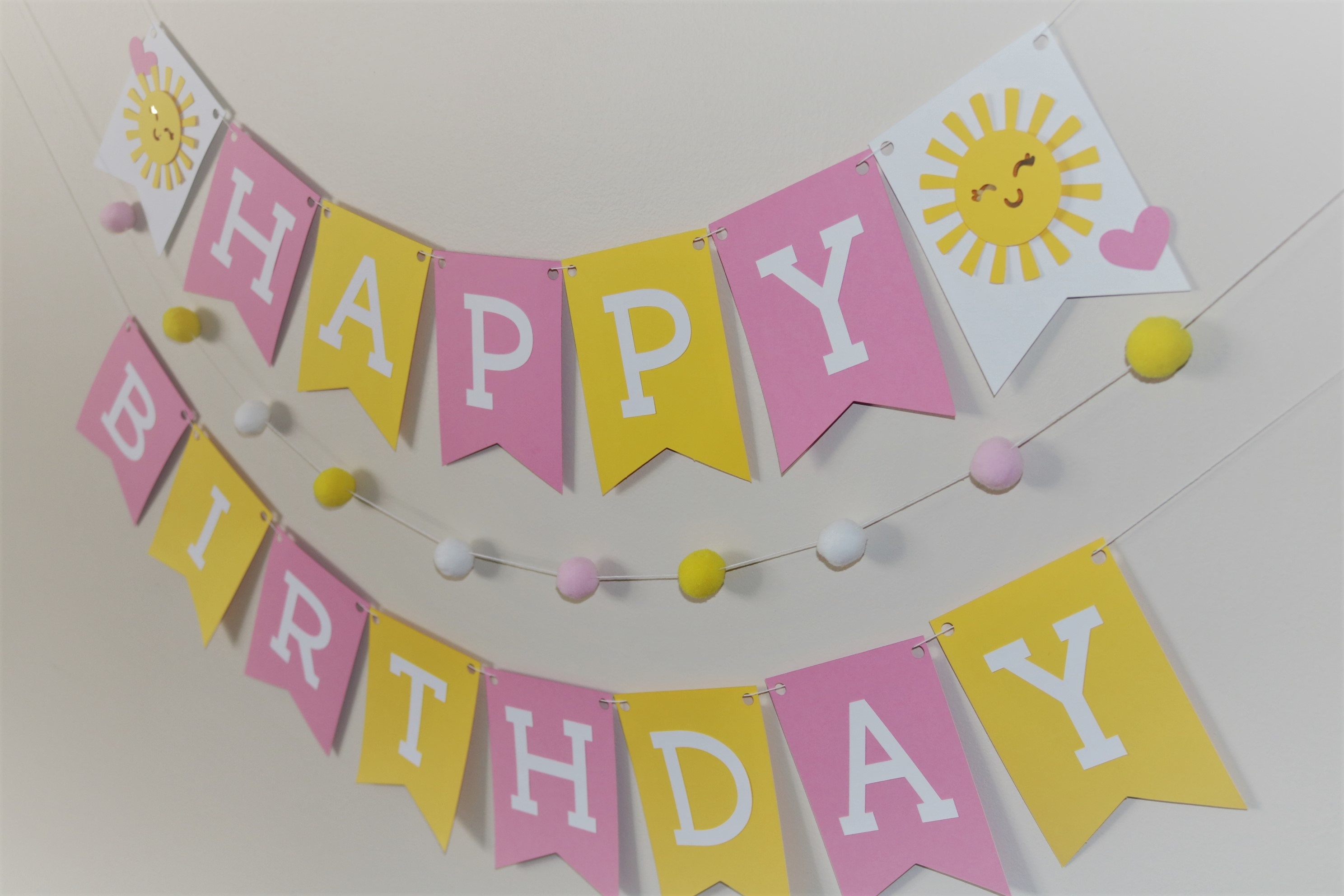Sunshine / Sun Theme Happy Birthday Banner Handmade - Etsy