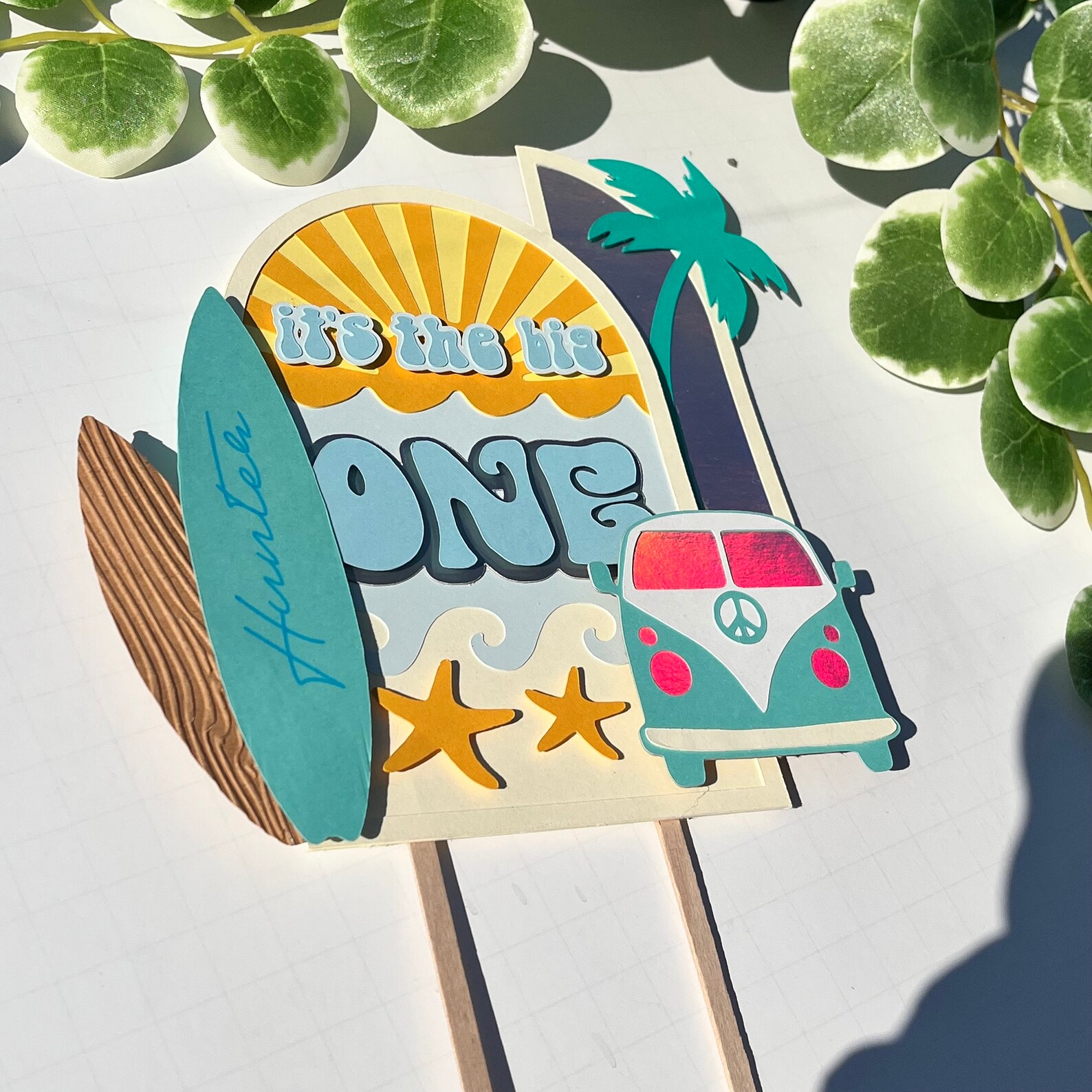Surf Board Cake Topper, Surf Birthday, Custom Name, It's the Big One ...