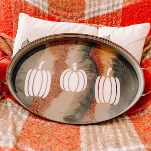 Pumpkin Metal Tray Fall Resin Tray - Etsy