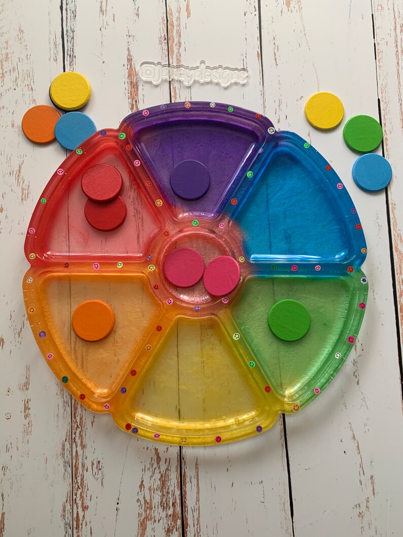 Color Sorting Tray Colored Wood Coins Preschool Learning - Etsy