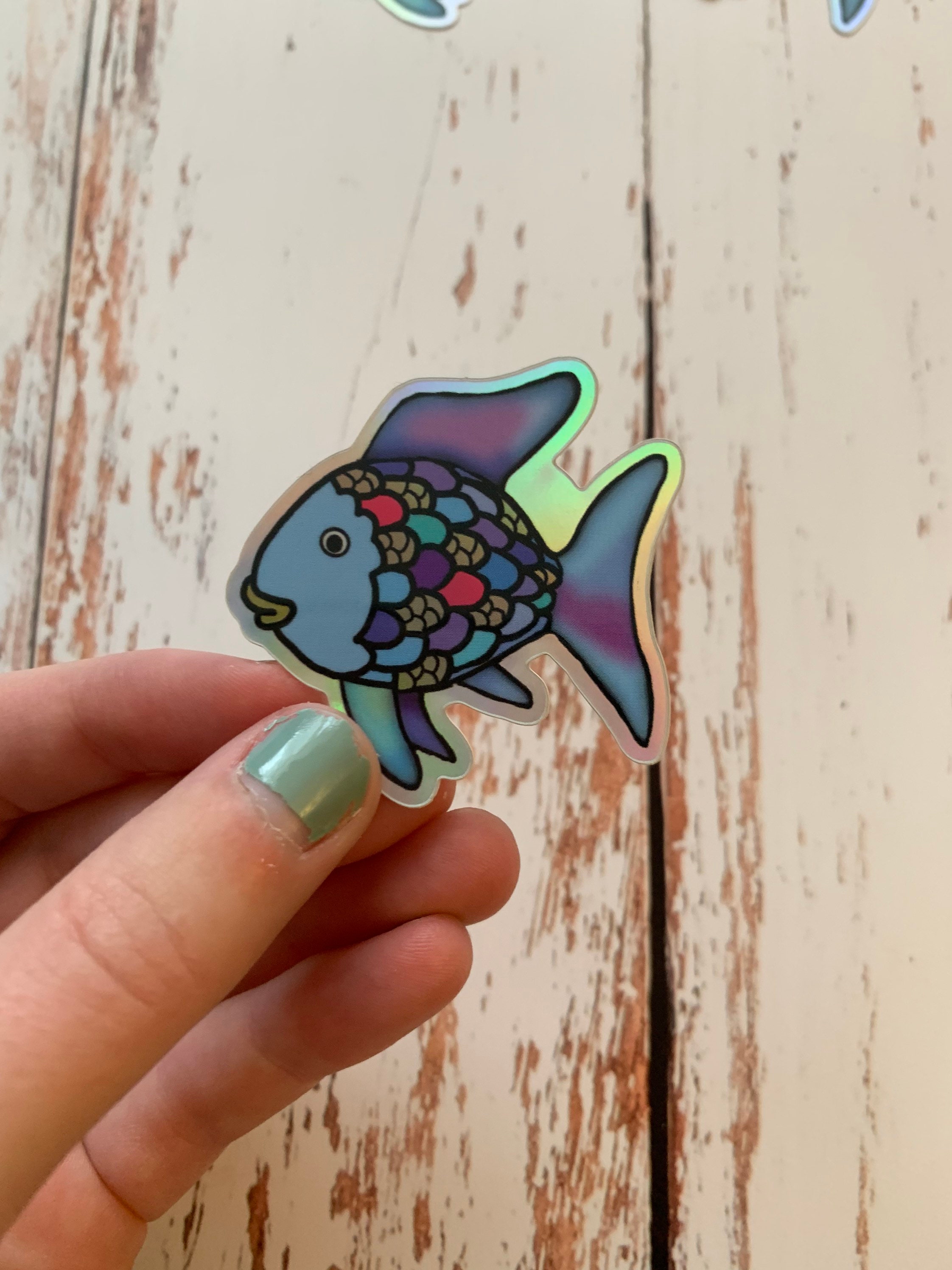 Holographic Rainbow Fish Sticker Kids Classic Small - Etsy