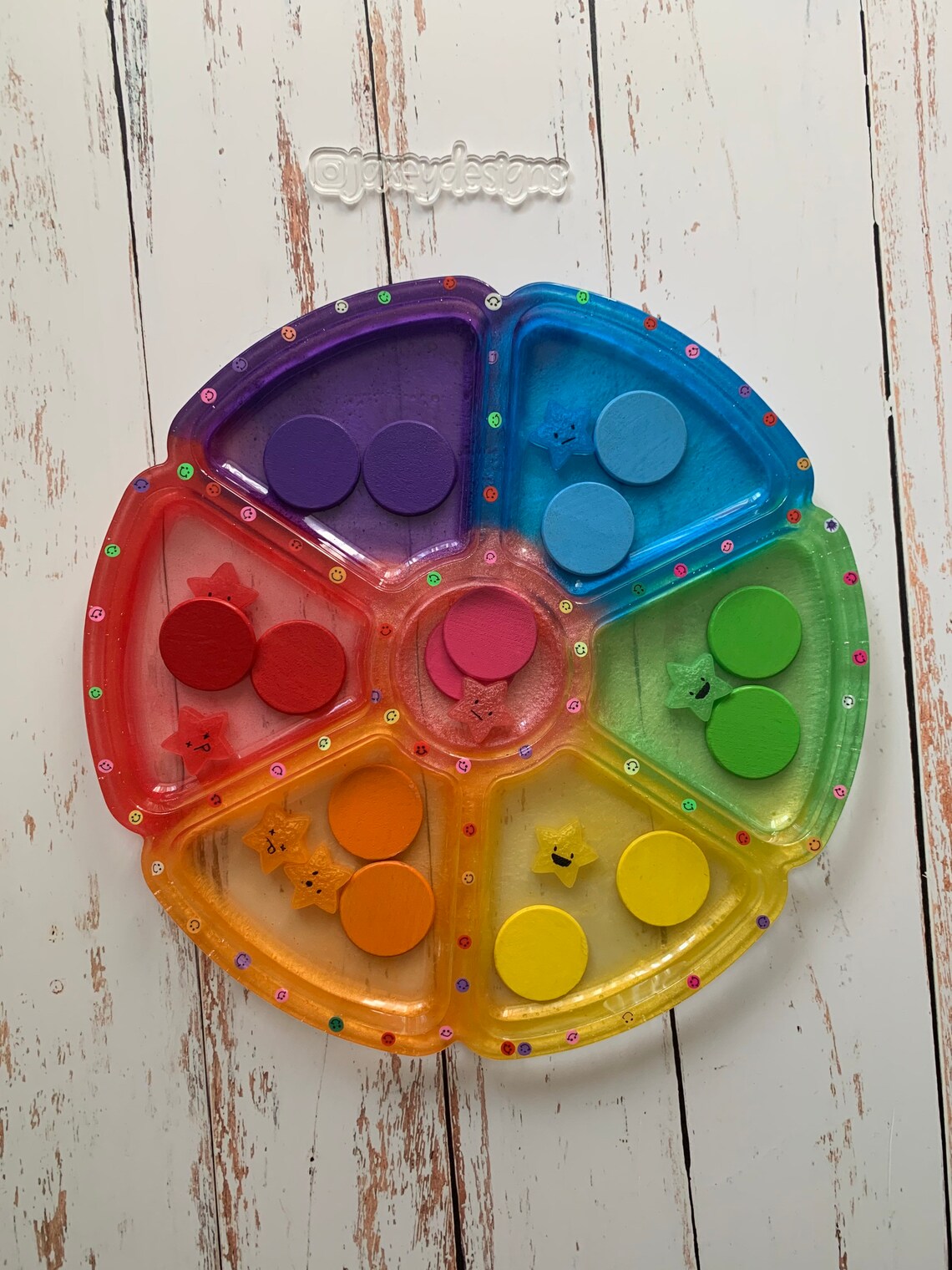 Color Sorting Tray Colored Wood Coins Preschool Learning - Etsy