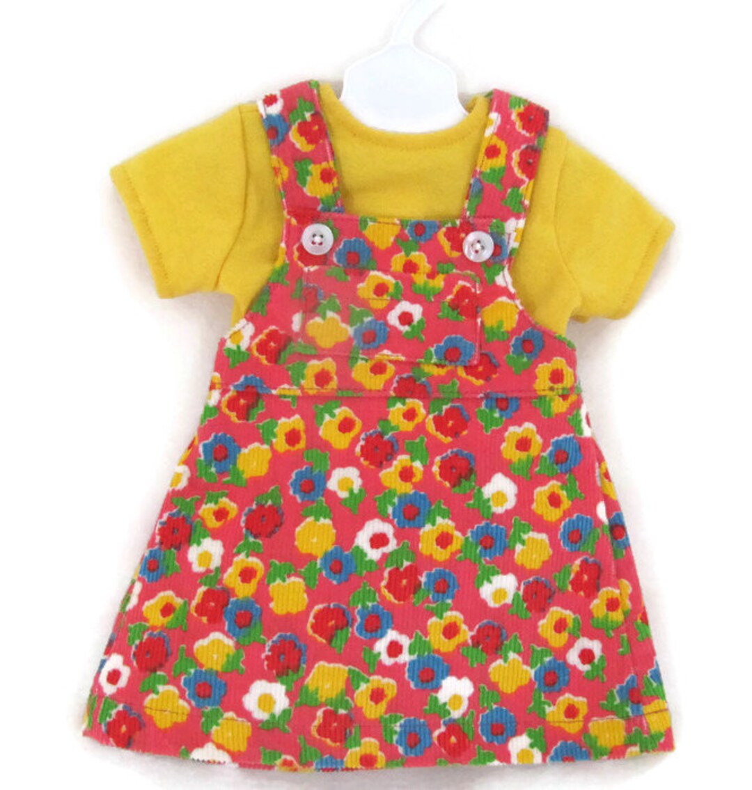 Floral Bib Overall Jumper, American Made, 18" Girl Doll Clothes ...