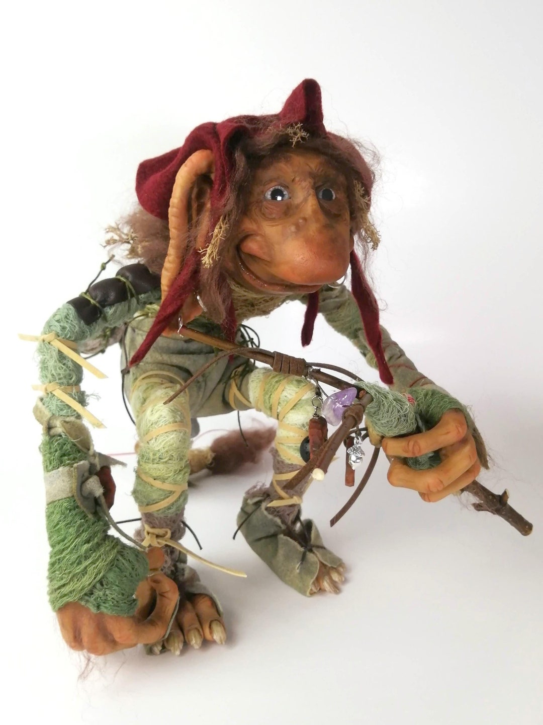 OOAK Troll Art Doll – Handmade Goblin Sculpture – Cold Porcelain Duende ...