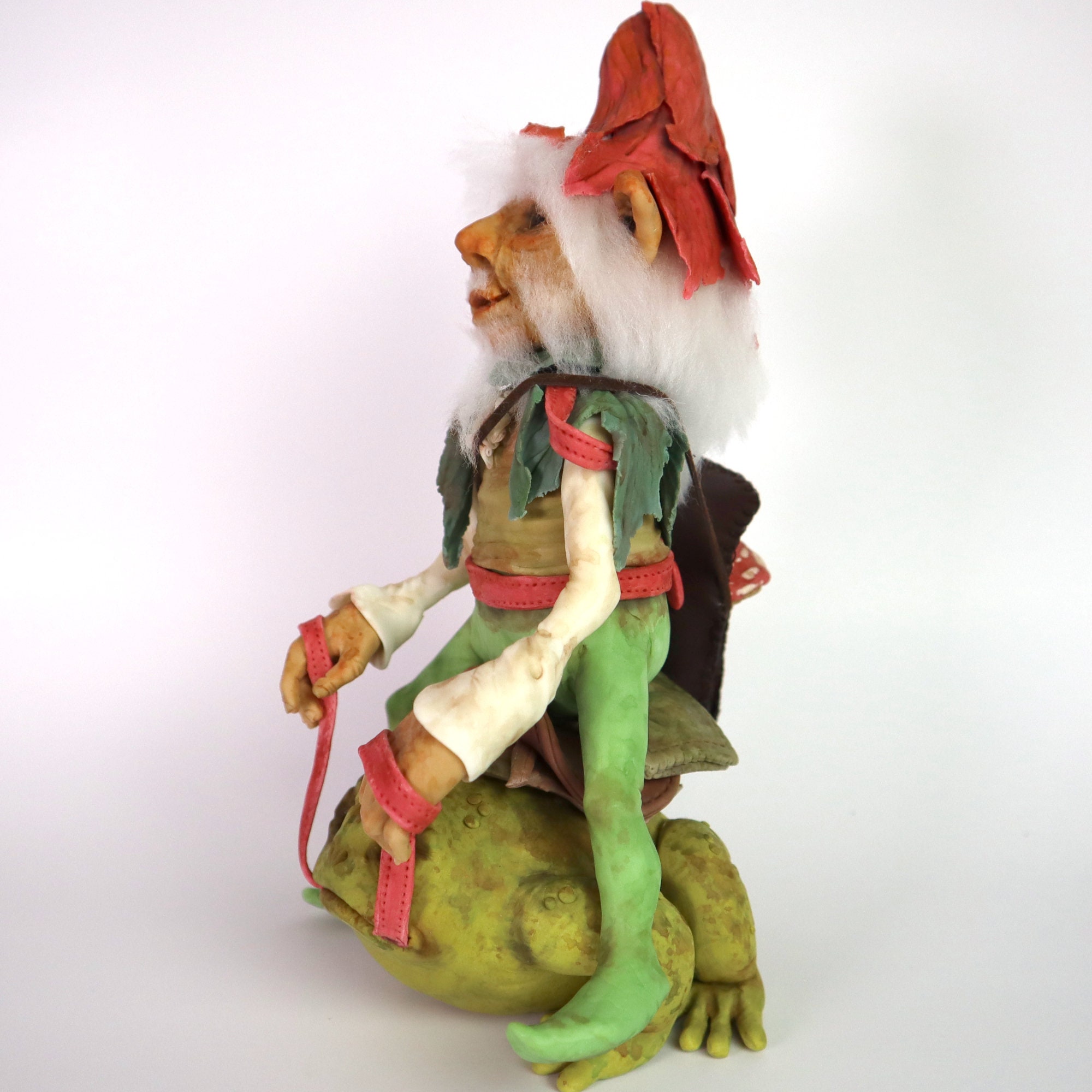 Forest Elf Riding a Toad Hand Modeled Duende Luck Rider - Etsy