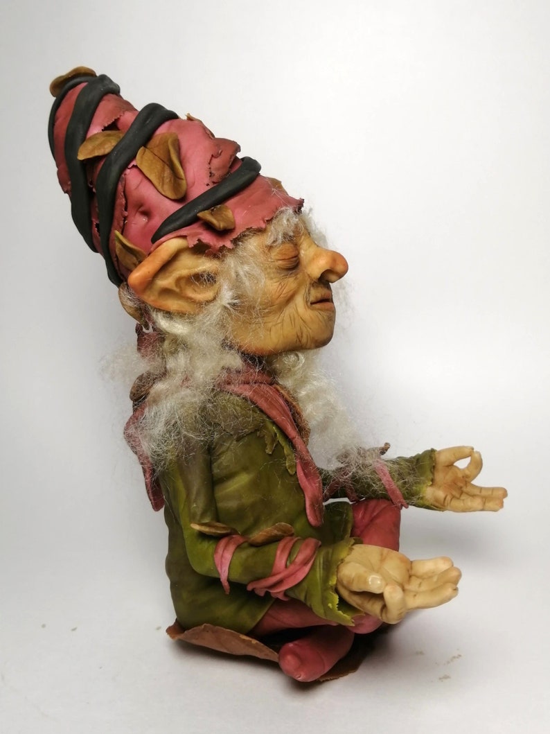 Elf Meditating - Yoga Goblin - Charming "duende" With Peace of Mind. - Etsy