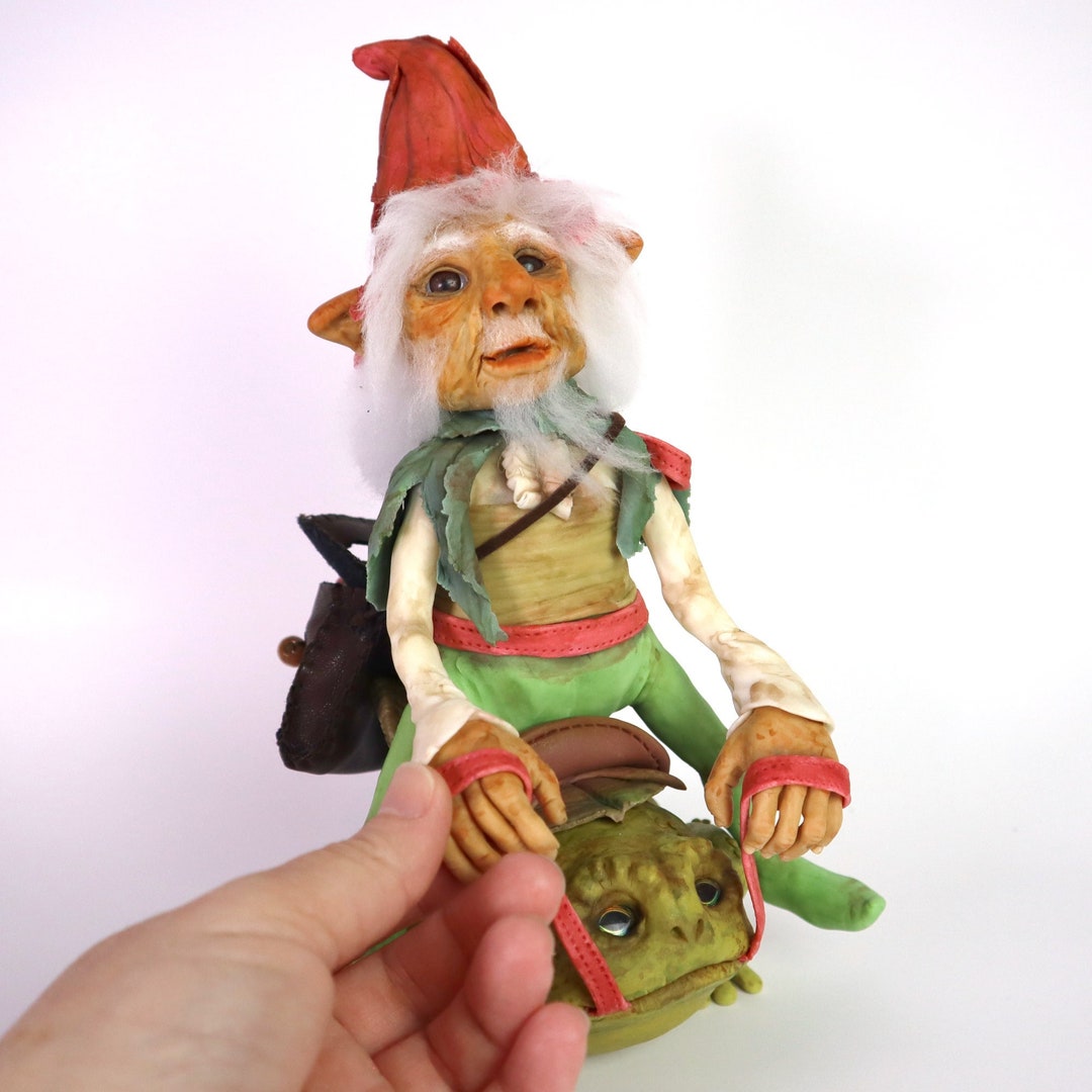 Handcrafted Forest Elf Sculpture: Luck Rider on Toad, Cold Porcelain ...