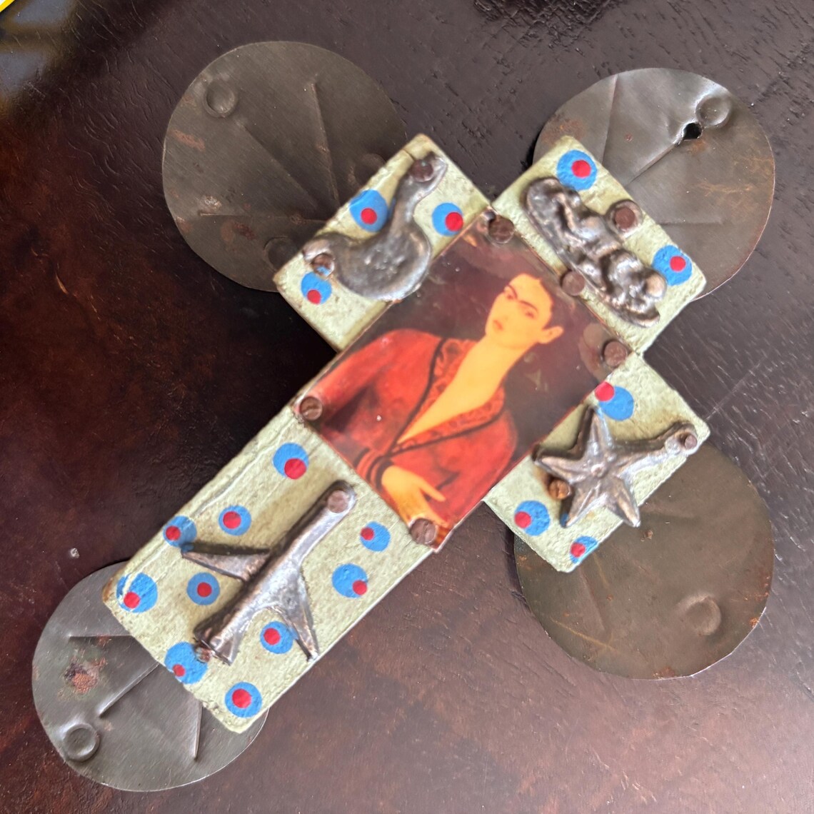Set of 2 Primitive Wall Crosses Handmade in Mexico: Sacred Heart and ...