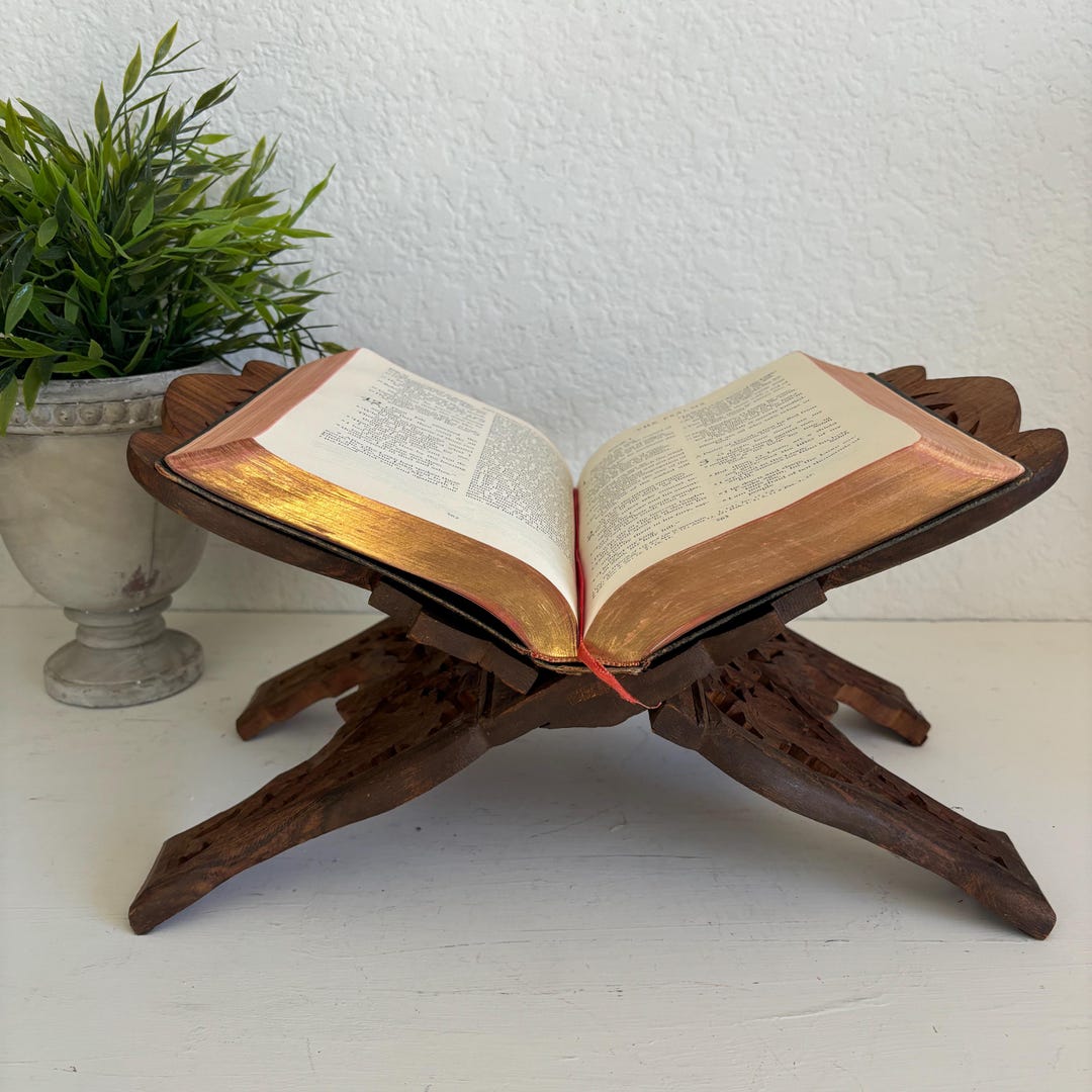 Gorgeous Decorative Wood Book Stand Vintage Book Holder Hand Carved ...
