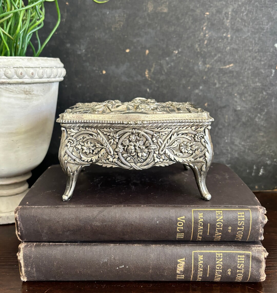 Vintage Ornate Jewelry Casket Victorian Jewelry Box Red Velvet - Etsy