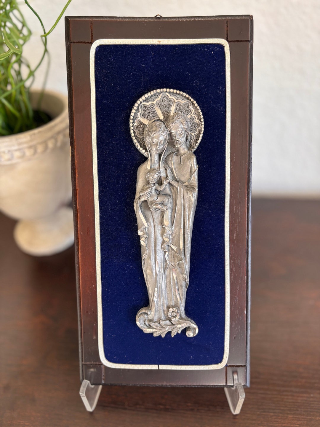 Vintage Italian Holy Family Religious Wall Art Pewter Jesus, Mary, and ...