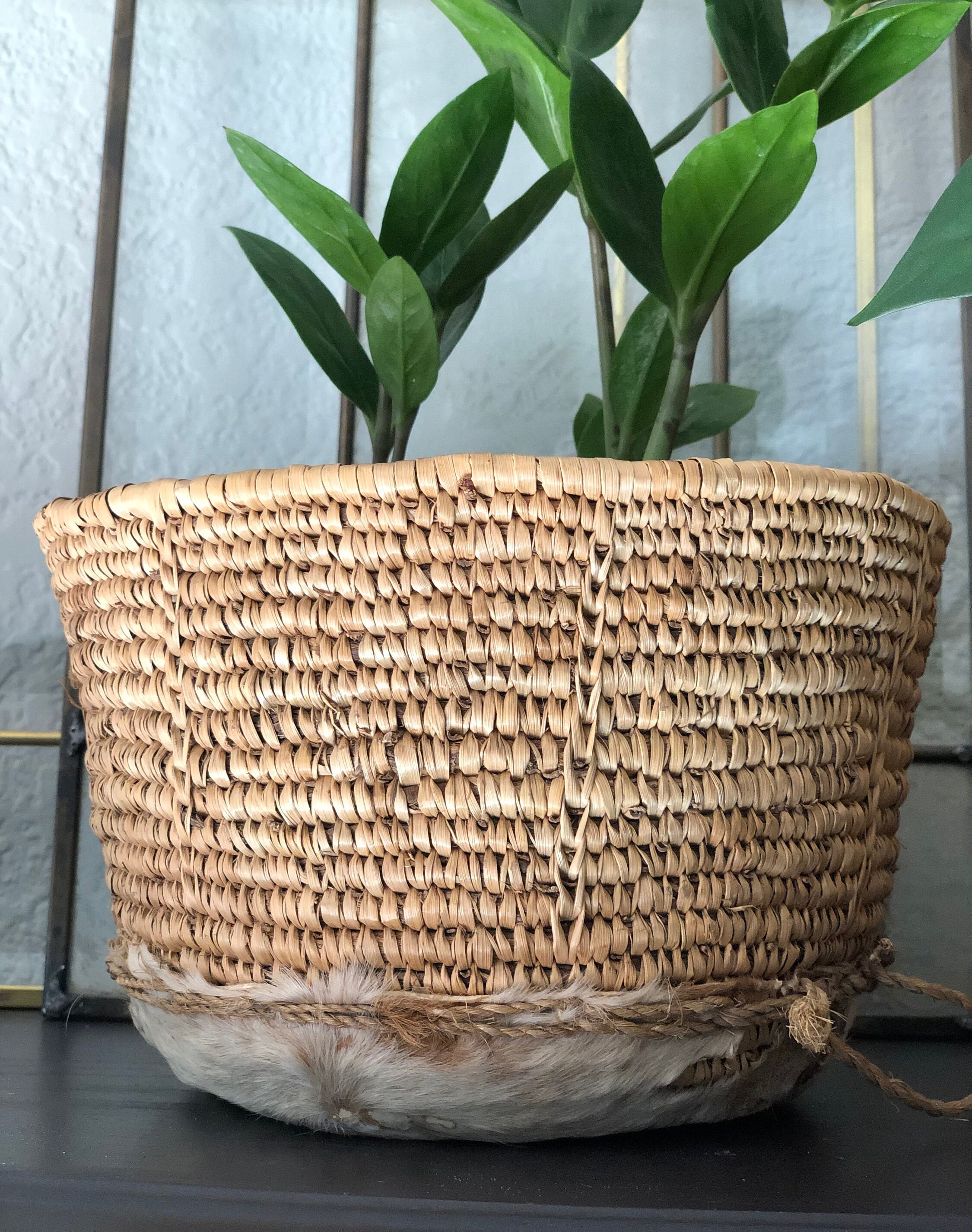 Vintage Woven Basket With Cowhide Bottom Woven Reed African - Etsy