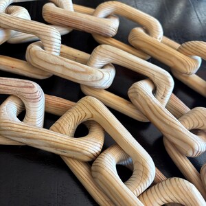 Hand Carved Pine Wood Large Chain Unique Art Chain Long Wooden Chain ...