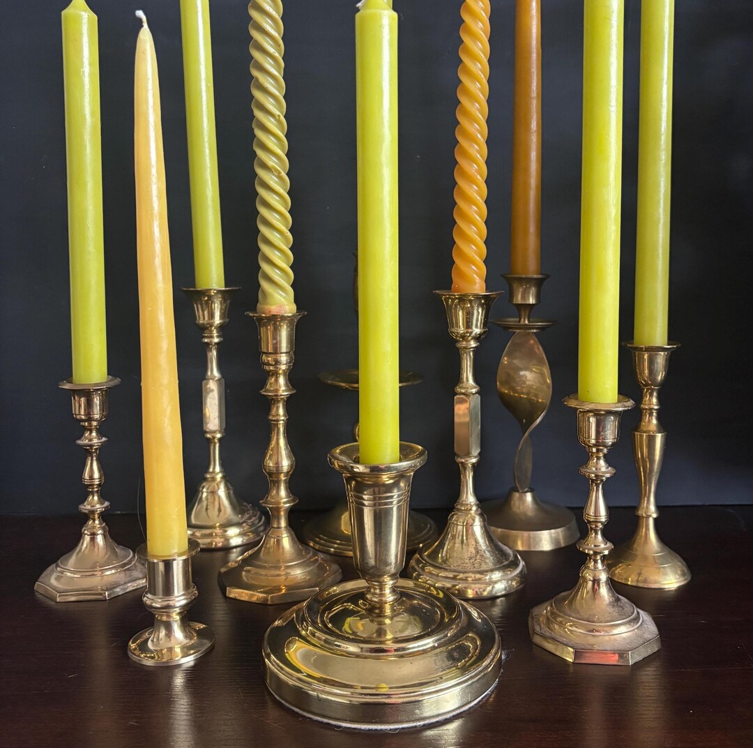 Vintage Brass Candlestick Collection: Set of 10, Various Heights - Etsy