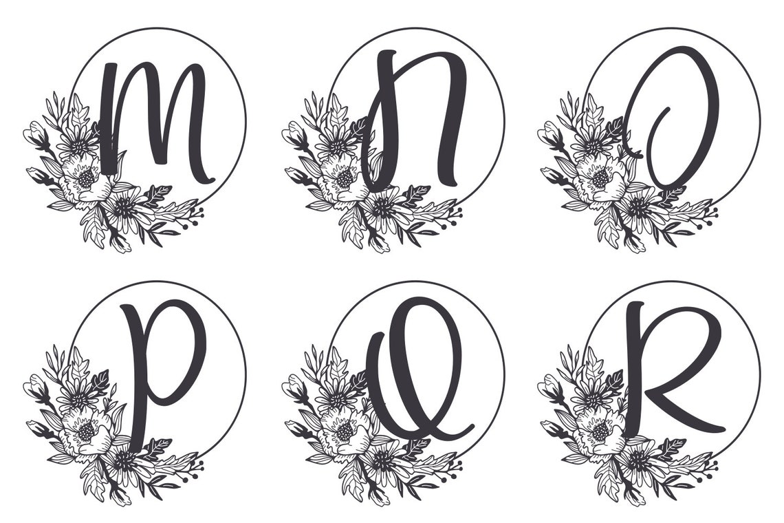 Alphabet Monogram Floral Design Monogram Flower Monogram - Etsy