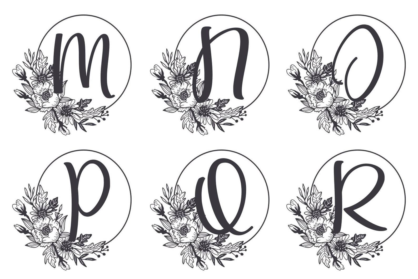 Alphabet Monogram Floral Design Monogram Flower Monogram - Etsy