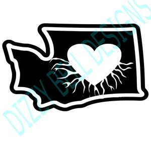 WASHINGTON State Heart With Roots File PNW, Digital Instant Download ...