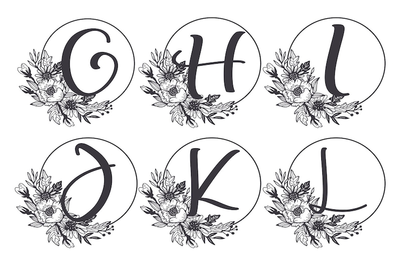 Alphabet Monogram Floral Design Monogram Flower Monogram - Etsy