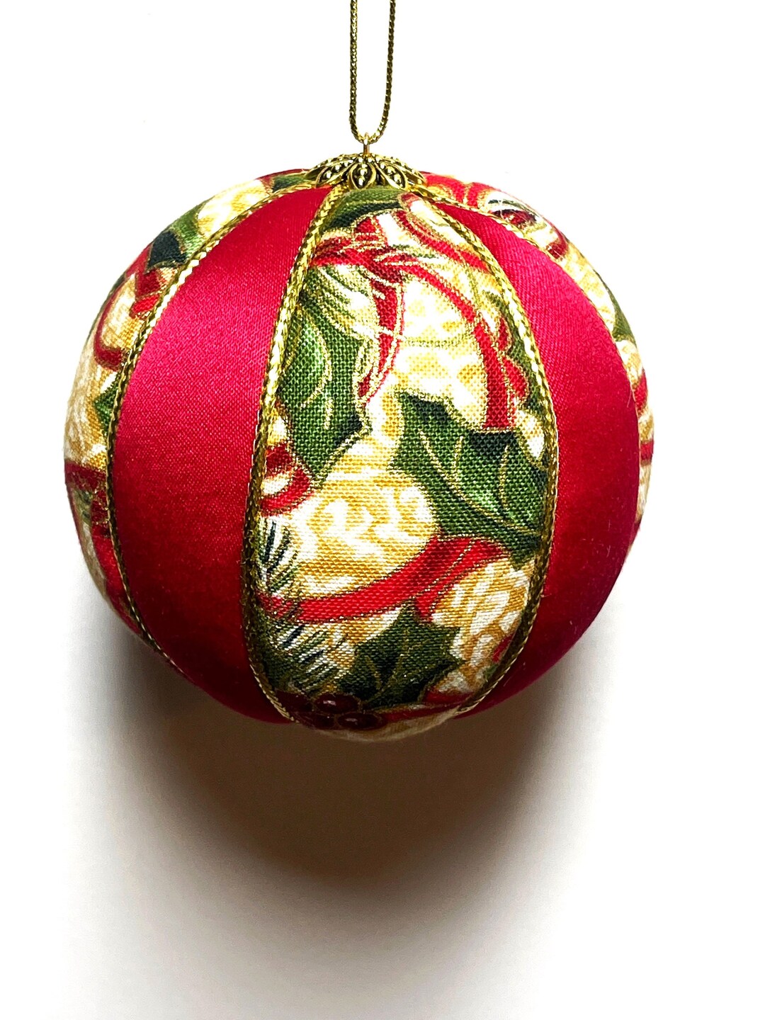 Hand Made Fabric Tucked Christmas Kimekomi Ball, to Be Used for Home ...