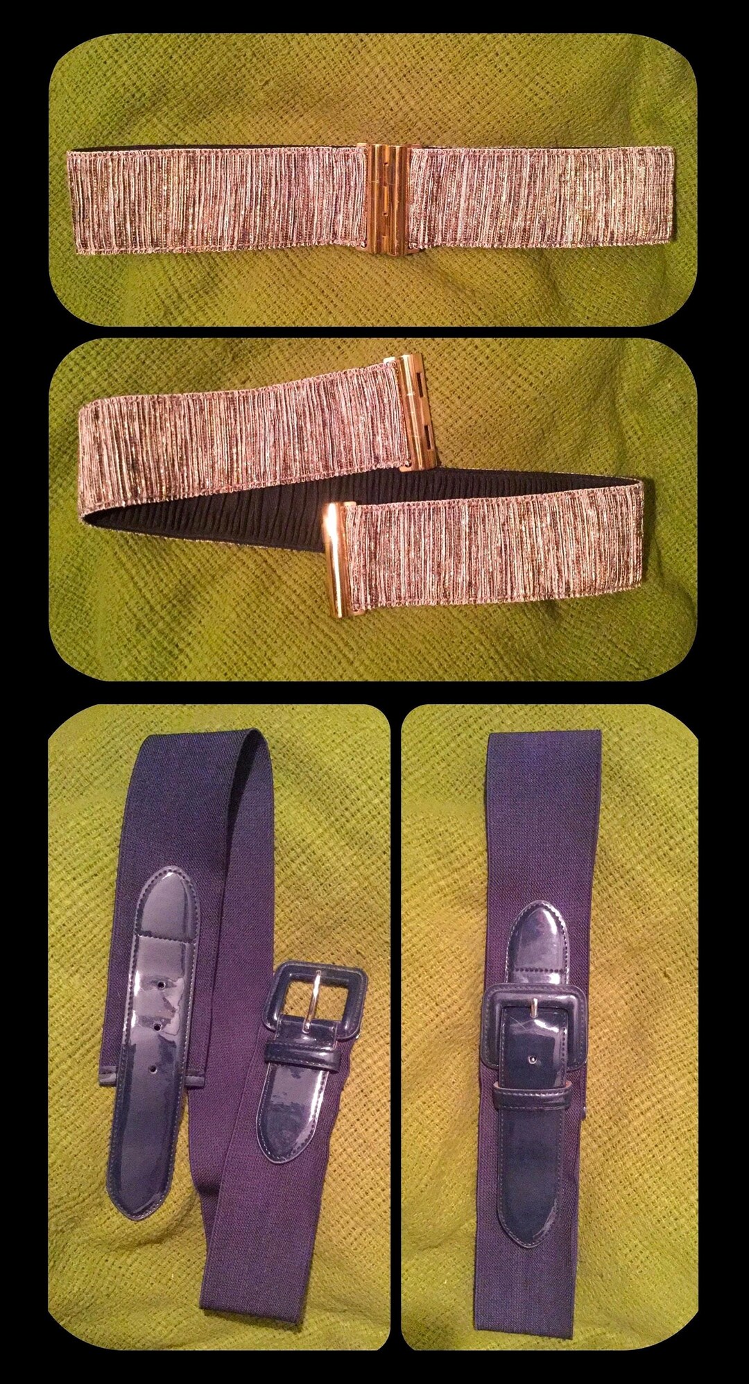 Set of 2 Vintage Stretch Belts 1980s 1990s Cute One Size Fits All ...