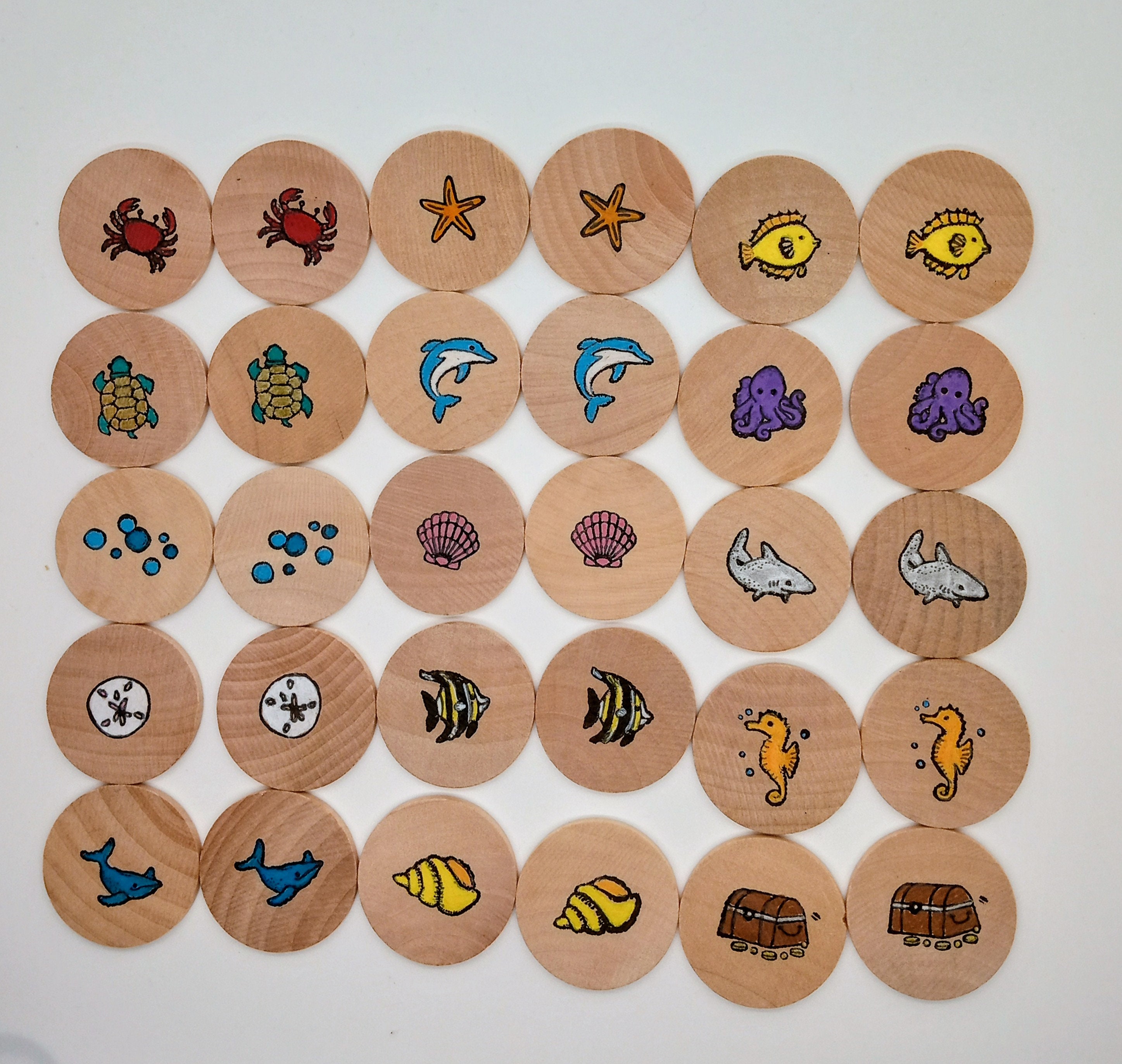 Ocean Matching Game, Wooden Toy, Matching Game, Montessori Inspired ...