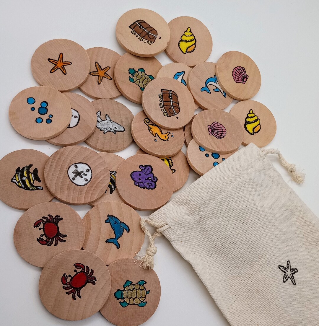 Ocean Matching Game, Wooden Toy, Matching Game, Montessori Inspired ...