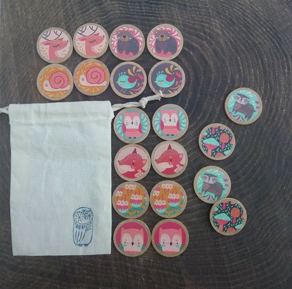 Pink Woodland Matching Game Memory Game Montessori | Etsy