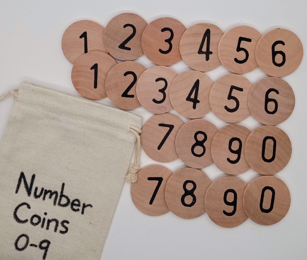 Number Coins Wooden Coins Wood Disks Preschool Math Montessori ...