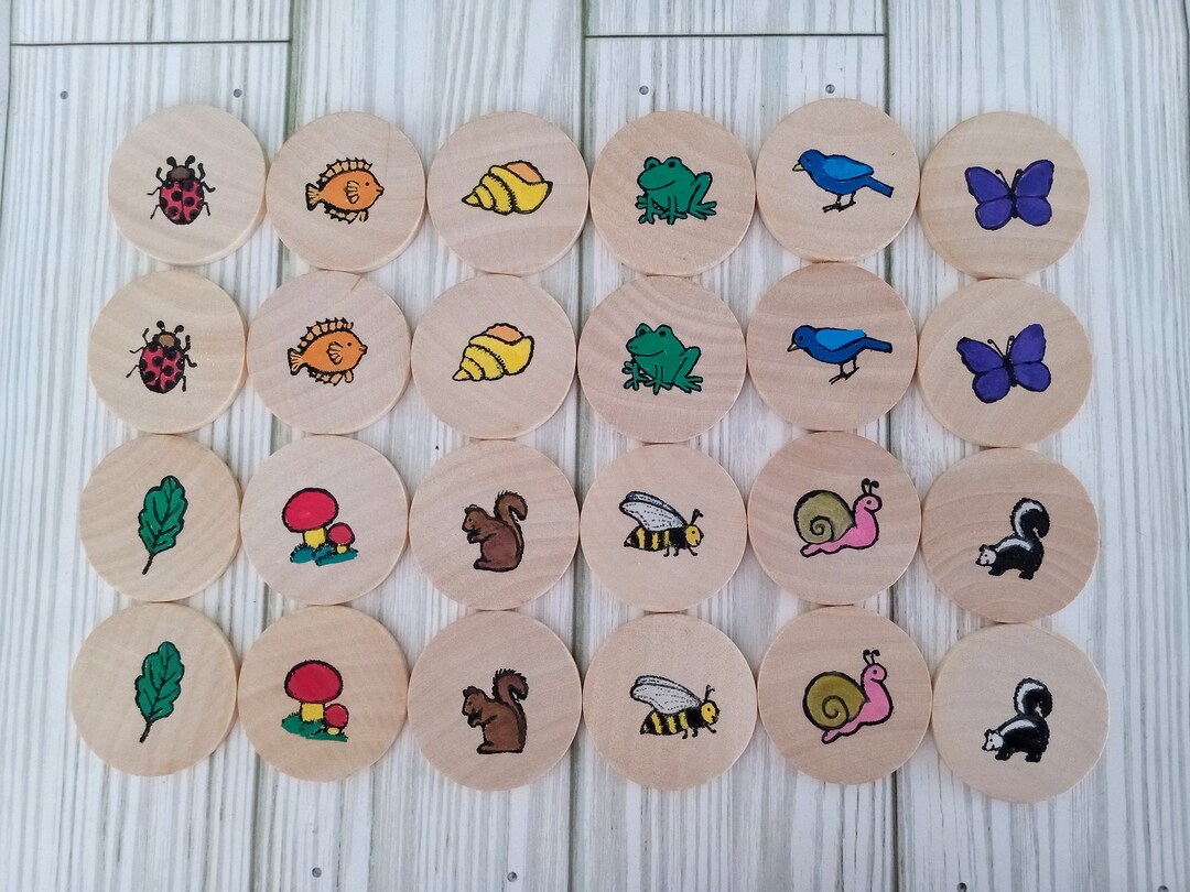 Nature Matching Game, Painted Wooden Toy, Matching Game, Montessori ...