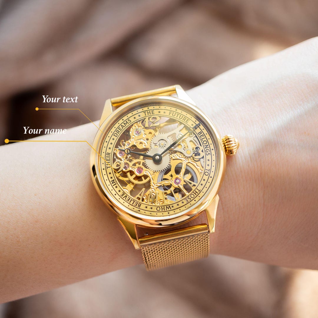 Skeleton Watch, Personalized Named Watch Face, Personalized Named Watch ...