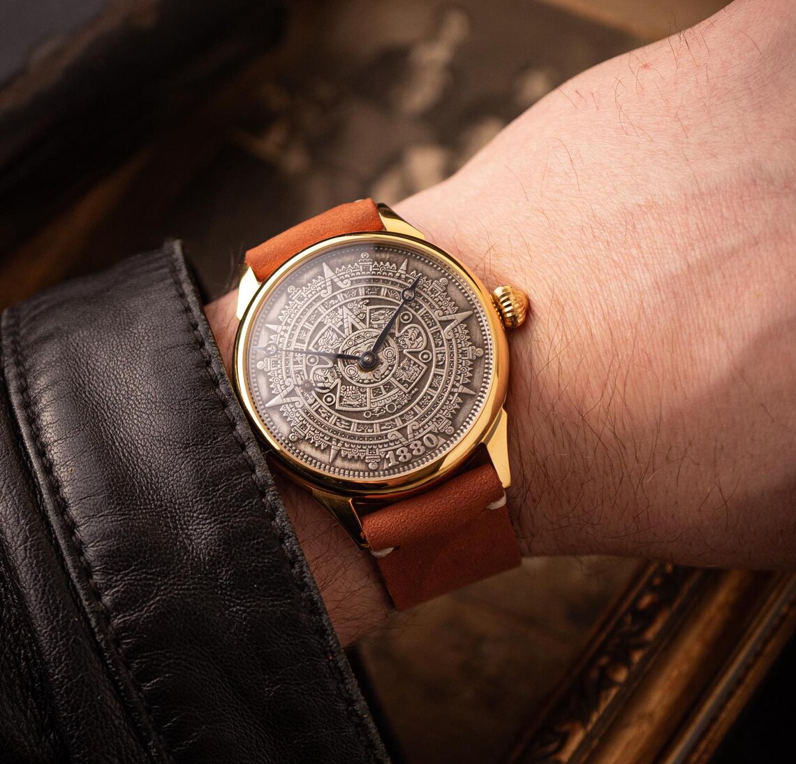 Vintage Watch, Aztec Calendar Watch, Gold Watch, Watches for Men ...