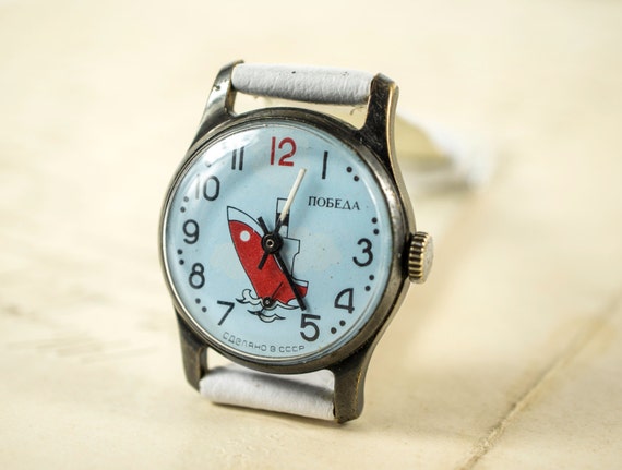 Rare 1980s vintage watch Pobeda, Soviet watch, Women'… - Gem