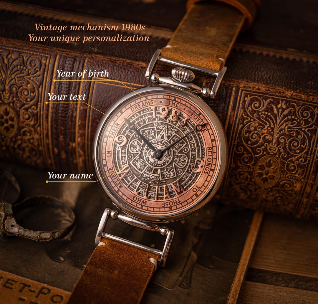 Personalized Watches, Vintage Watch, Aztec Calendar Watch, Custom Watch ...