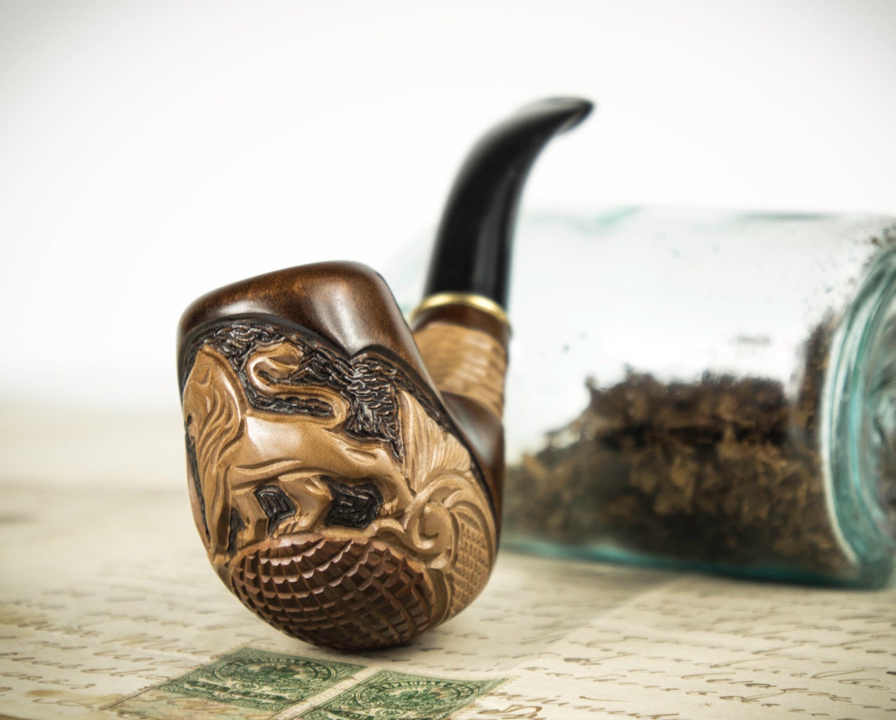 Smoking Pipe eagle on the Ball .wood Carved Smoking - Etsy