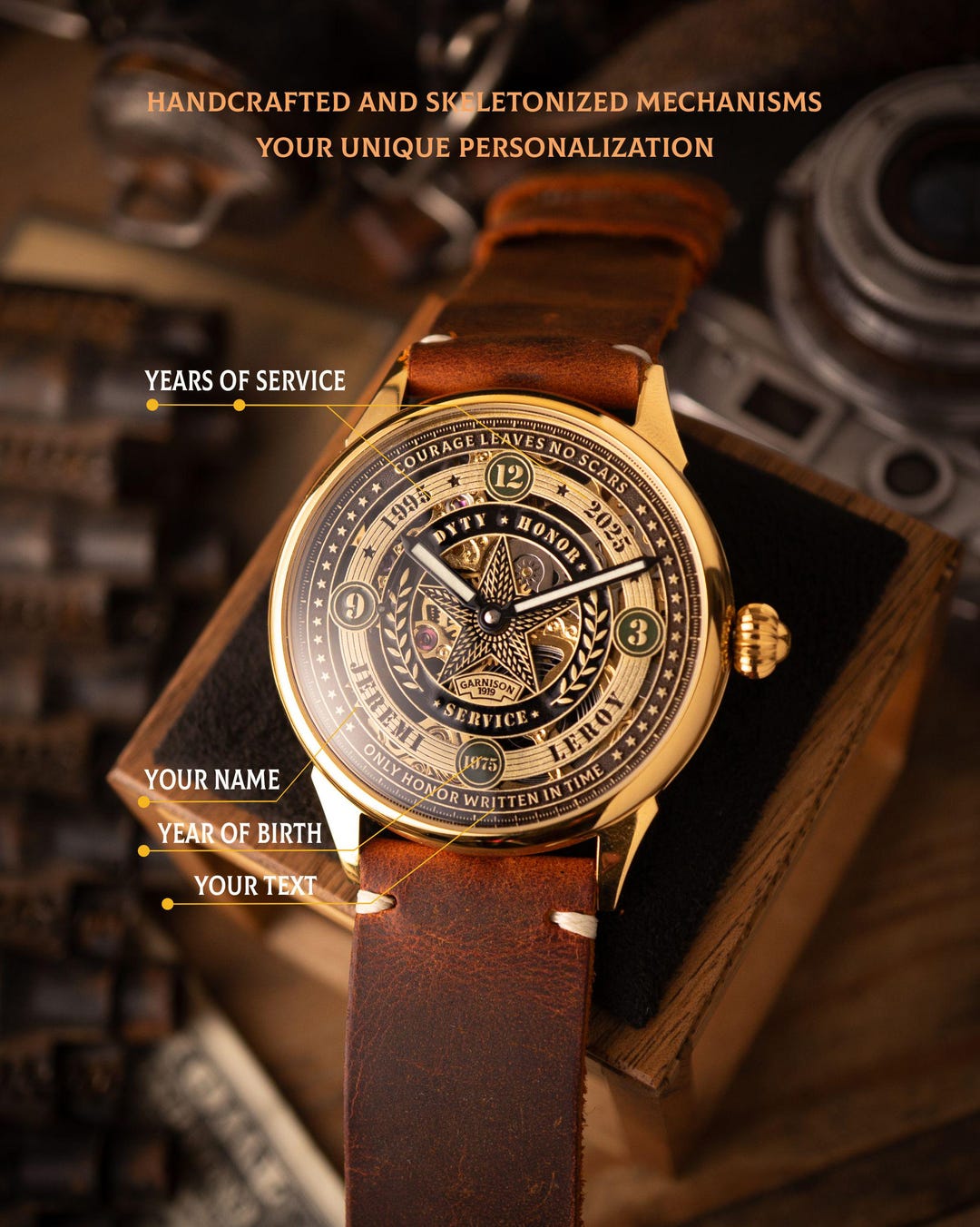 Personalized Military Watch Dial With Name Birth Year and Service Years ...