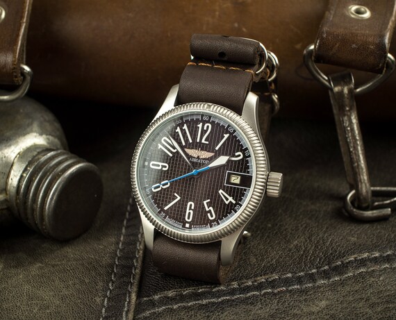 Aviator watch, Vintage watch, ussr watch, black watch… - Gem