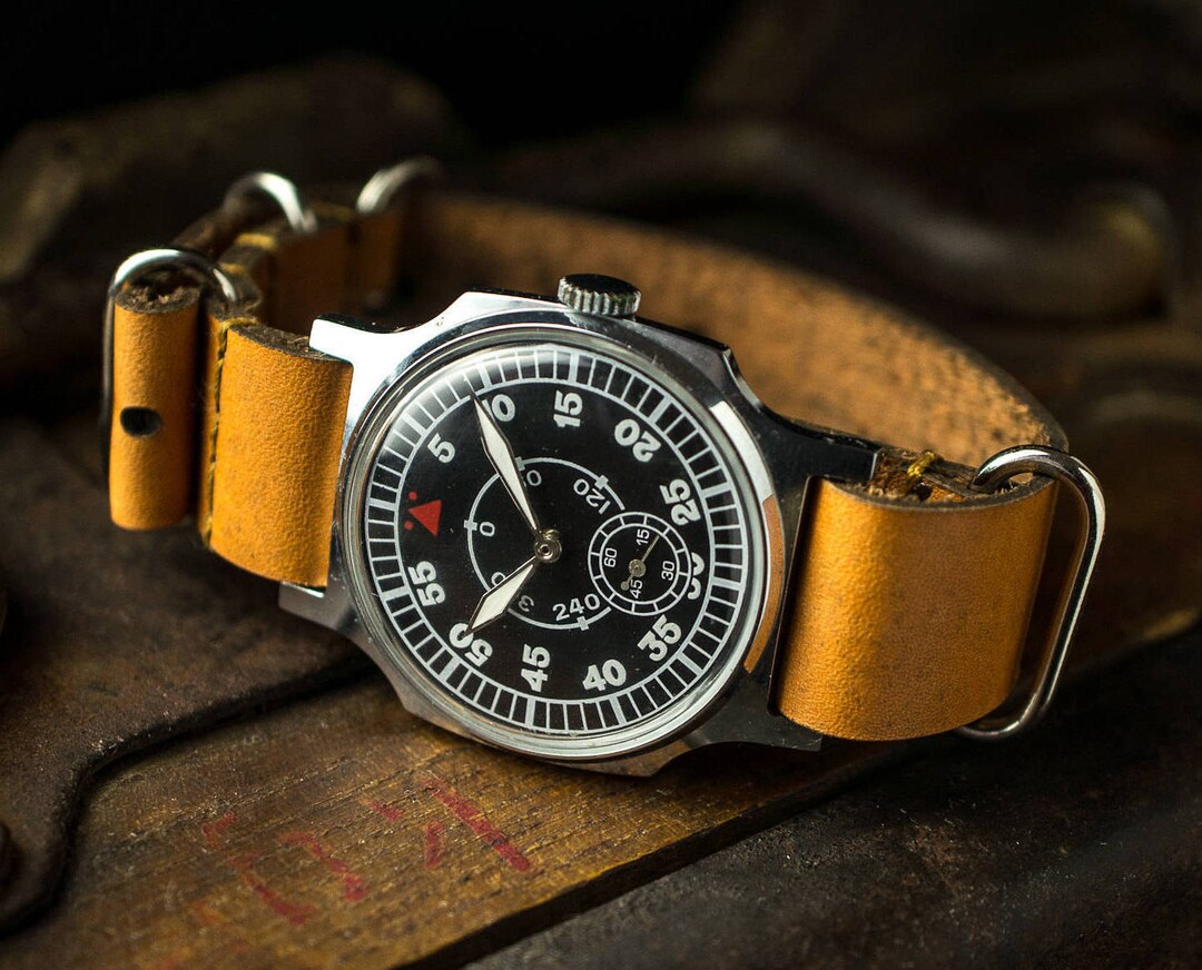 Aviator Watch, Black Dial Watch, Square Body, Soviet Military Watch ...