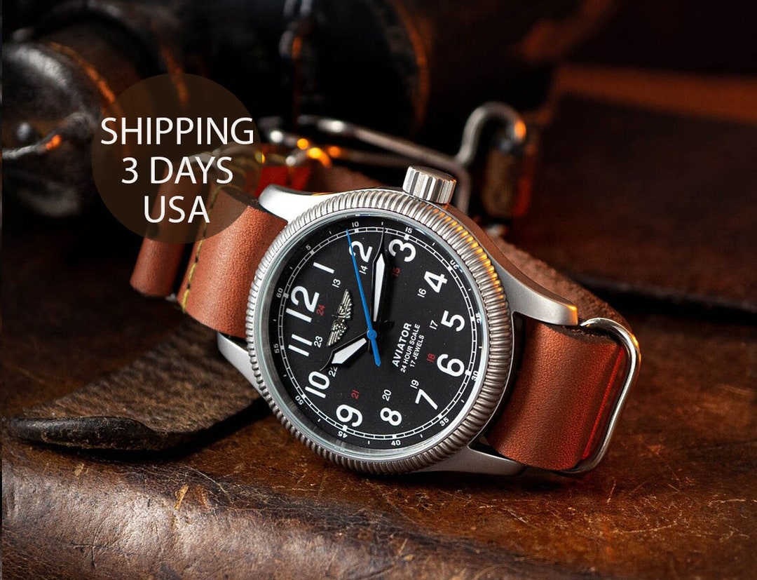 Vintage Watch, Rare Mens Watch, Aviator Watch, Vintage Wristwatch ...