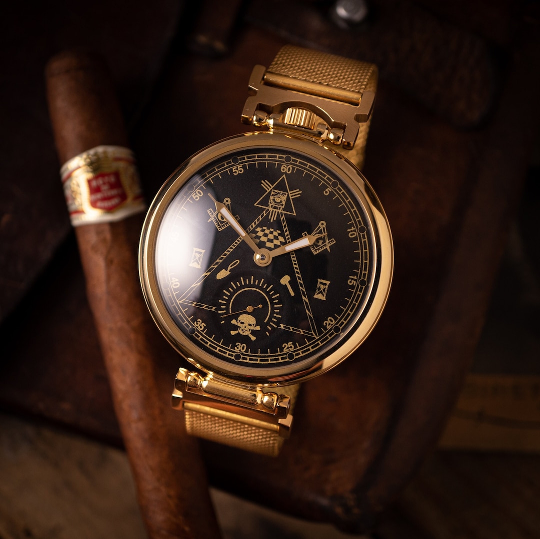 Masonic Watch, Vintage Watch, Great Watch, Black Watch Men, Black Dial ...