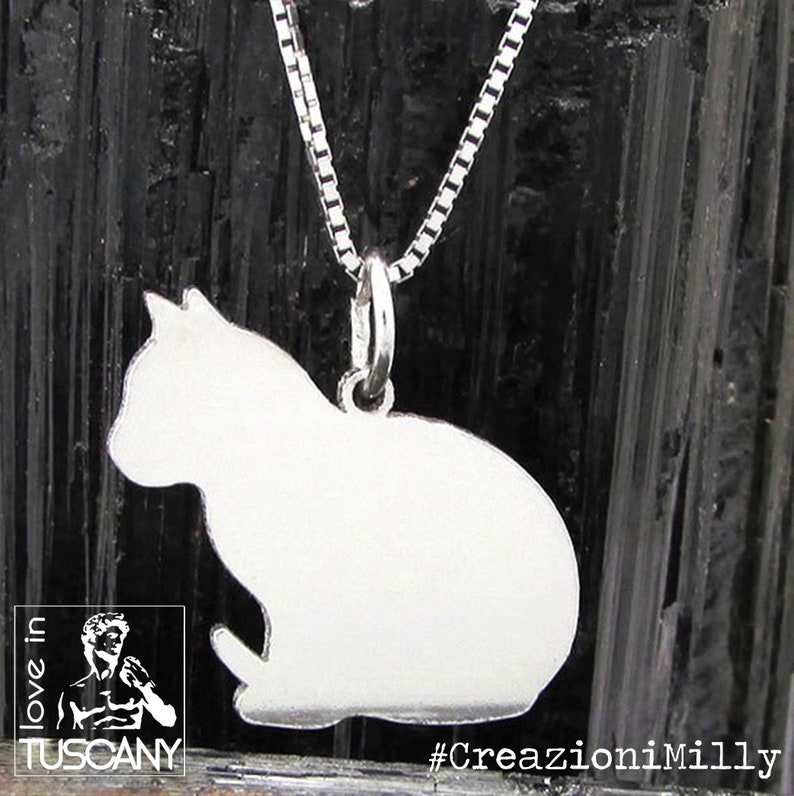 Crouched Cat Sterling Silver Pendant - Etsy