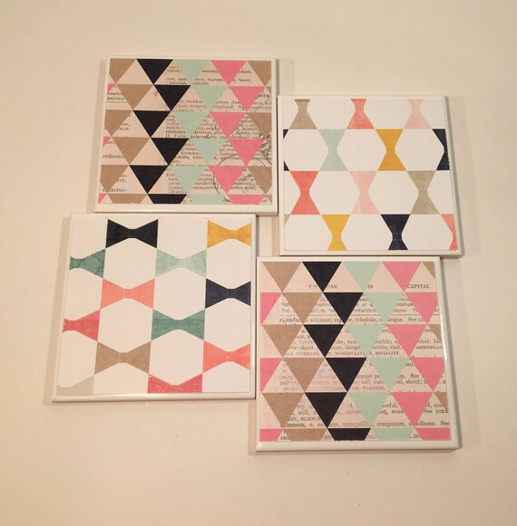 Bow Tie Coasters Triangle Shape Coasters Coasters Set | Etsy