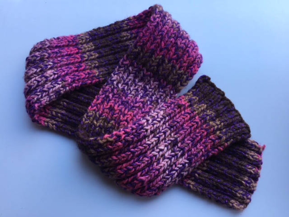 Chunky Purple Scarf Multi Color Scarf Knitted Winter Scarf - Etsy