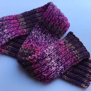 Chunky Purple Scarf Multi Color Scarf Knitted Winter Scarf | Etsy