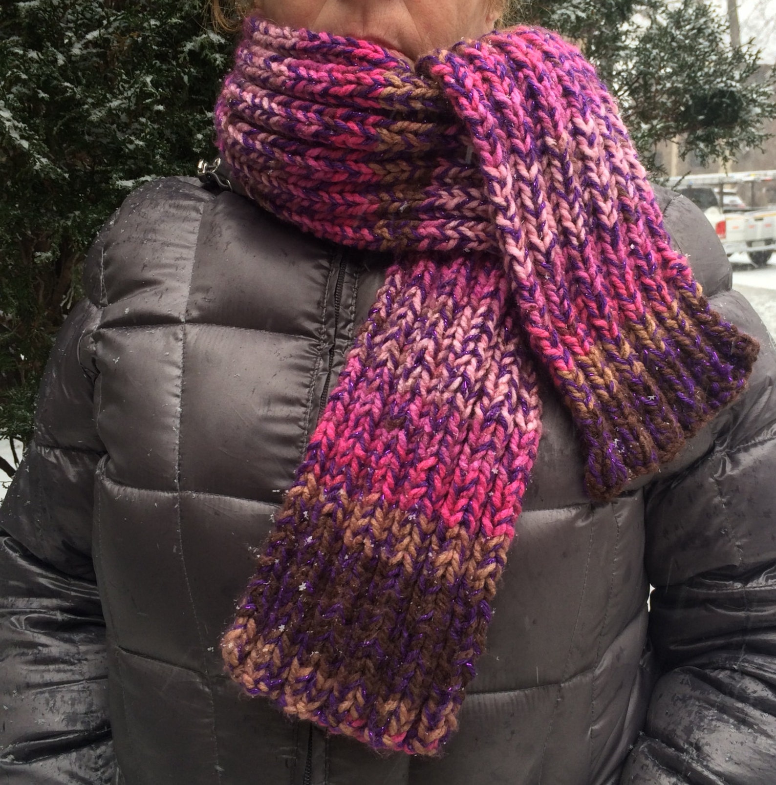 Chunky Purple Scarf Multi Color Scarf Knitted Winter Scarf - Etsy