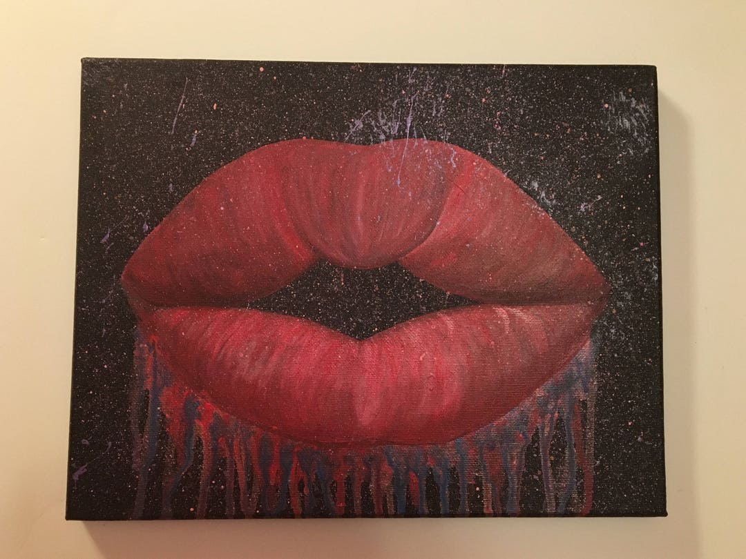 Red Lips Wall Art - Free Shipping - Gold Lips Wall Canvas - Kissing ...